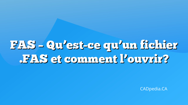 FAS – Qu’est-ce qu’un fichier .FAS et comment l’ouvrir? | CADpedia.CA